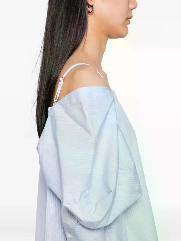 sacai トップス Sacai Striped Off-Shoulder Top - Blue Stripe - 30% Off | Editorialist